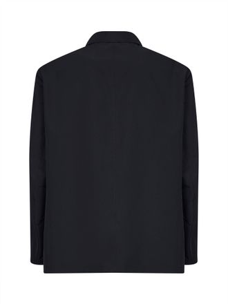 Jil Sander Mens Single-Breasted Waterproof Jacket Black Polyester Bomber