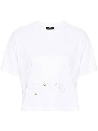 Elisabetta Franchi T-Shirt mit Logo-Stickerei - Wei&szlig;