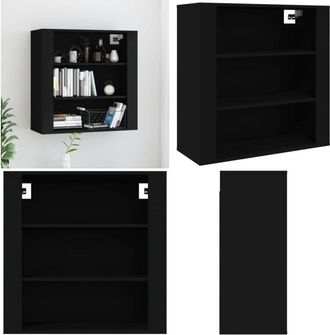 vidaXL Wandschrank Schwarz 80x33x80 cm Holzwerkstoff - Wandschrank - Schwarzer Wandschrank - Regal - Aufbewahrungsschrank - K&uuml;chenregal - Home & Living