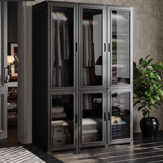 Generic Kleiderschrank Klappschrank Kleiderschrank Kleines Zimmer Aus PP-Material Mit Magnetverschluss Und Kleiderstange Höhe 105 Cm/170 cm for Wohnzimmer(105