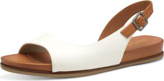 Jana Damen Sandalen flach mit verstellbarem Riemen Vegan, Weiß (White), 37 EU