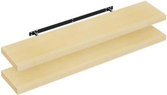 Woltu &Eacute;tag&egrave;re Murale, &Eacute;tag&egrave;re Flottante de CD, Lot de 2, pour Salon, Cuisine, Chambre, Salle de Bain 110x22.9x3.8cm, Jaune Ch&ecirc;ne RG9316kei-2