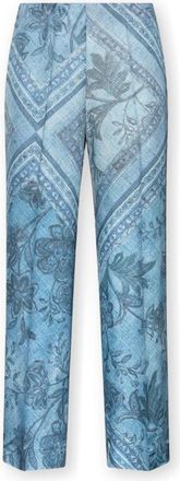 Elena Miro Femme, Pantalons, Bleu, Taille: 40 FR Pantalon en Viscose Imprim&eacute;e