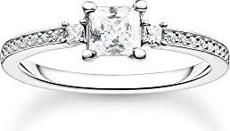 Thomas Sabo TR2397-051-14 Bague pour femme en argent sterling 925 sertie dune pierre blanche, 50 cm, Argent sterling, Zircone cubique