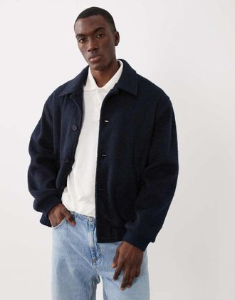 Asos bomber effet laine bleu marine