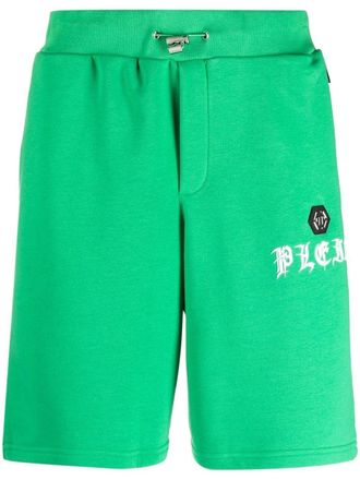 Philipp Plein Gothic Joggingshorts mit Logo-Schild - Gr&uuml;n