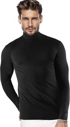 Intimidea T-Shirt Manches Longues Homme, col Montant, Cachemire, Doux et Chaud, 201811 (Noir, L/XL)