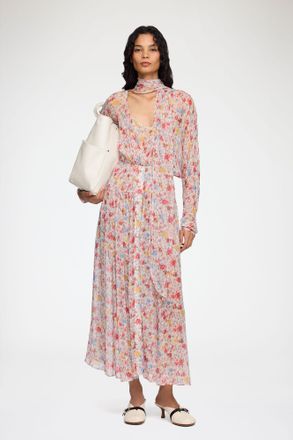 Ganni Robe en soie florale Multicolore Laine bio - Taille 40 - Pour Femme