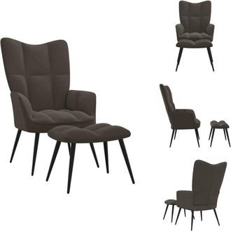 vidaXL Relaxsessel mit Hocker Dunkelgrau Samt - Samtsofa - Wohnzimmersofa - Lounge Chair - Bequemlichkeit - Sessel Grau