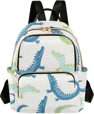 Mnsruu Mini sac à dos pour femme Motif alligator Blanc Petit sac à dos tendance Sac à dos décontracté, Multi423, S