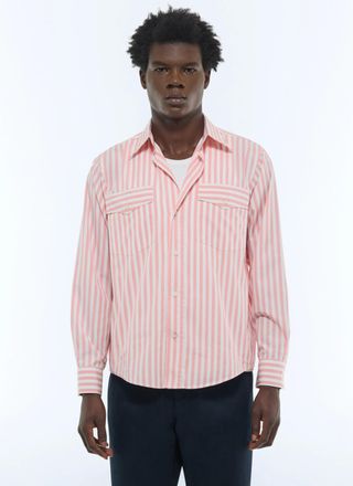 Fursac Chemise &agrave; col hirondelle en coton ray&eacute; - Taille XL - Homme