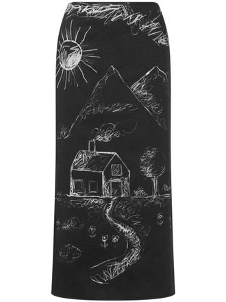 Moschino jupe à imprimé graphique - Noir