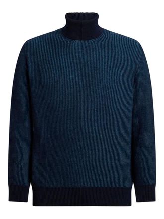 Etro pull côtelé à col roulé - Bleu