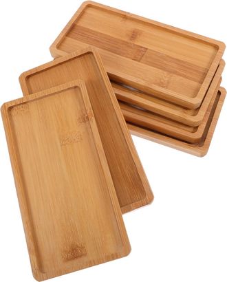 PartyKindom 6stücke Teiliges Holz-serviertablett Rechteckige Holzbrett Frühstücksbrettchen Vielseitig Als Obstplatte Langlebig Natürliches Servierbrett Für Partys