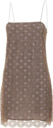 Rotate Rotate Birger Christensen, Femme, Robes, Brun, Taille: 42 FR Scalloped Sequin Mini Dress