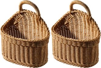 Amosfun 2St handgefertigter Aufbewahrungskorb Blumenk&ouml;rbe zum Aufh&auml;ngen an der Wand gewobener Korb Snackbeh&auml;lter k&uuml;chenkorb k&ouml;rbe k&uuml;che geflochtener Eierkorb 