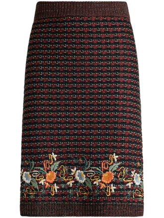 Etro jupe brod&eacute;e en tweed - Noir