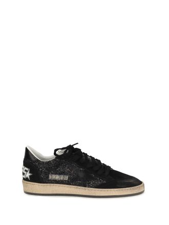 Golden Goose Womens Sneakers Ball Star Glitter Black Upper Calf Leather Trainers