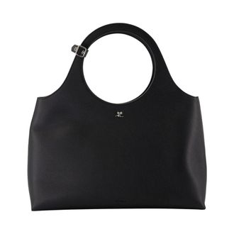 Courr&egrave;ges Schwarze Leder-Schultertasche - - Bags - Damen - Schwarzk - ONE SIZE
