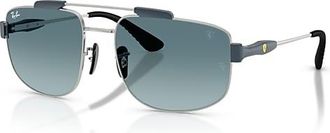 Ray-Ban Rb3789m Scuderia Ferrari Collection Sonnenbrillen Silber Fassung Blau Glas 58-18