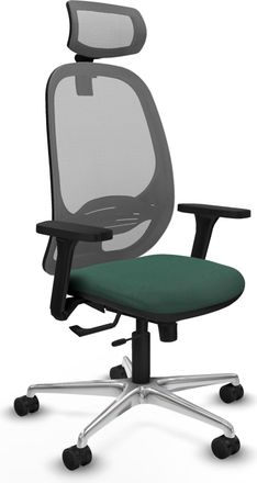 Piqueras y Crespo Cilanco Sicherheits-Kabinenstuhl mit 3D-Armen, h&ouml;henverstellbare Lendenwirbelst&uuml;tze und h&ouml;henverstellbares Kopfteil, Grau/Flaschengr&uuml;n