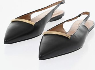 Tod's Slingback-Ballerinas aus Leder mit schmaler Spitze und goldenem Detail Tods