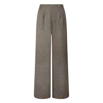 Bomboogie Femme, Pantalons, Beige, Taille: 36 FR Pantalon Palazzo en Lin