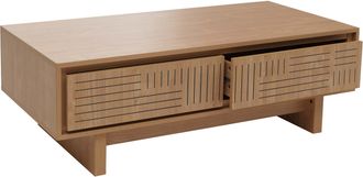 Mendler Couchtisch HWC-O33, Sofatisch Wohnzimmertisch Beistelltisch, 2 Schubladen 2 F&auml;cher, Melamin 40x120x60cm - Ulme Natur