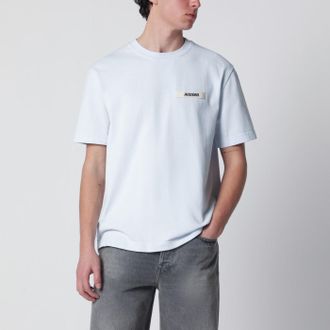 Jacquemus Hellblaues T-Shirt mit Grosgrain-Logo