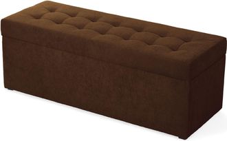 MG Design Polsterhocker 45 x 120 cm Braun mit Stauraum (ca. 140 l), Tragkraft bis zu 300 kg, ohne Montage und leicht zu reinigen, stabil - für Wohnzimmer, Schla