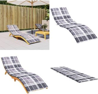 vidaXL Vidaxl - Sonnenliegen-Auflage Grau Karomuster 200x70x3 cm Oxford-Gewebe - Gartenliege Auflagen - Oxford Stoff - Sonnenschutz - Wasserabweisendes