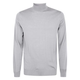 FILIPPO DE LAURENTIIS Mock Turtle Neck Pullover - - Knitwear - Herren - Grau - 2XL