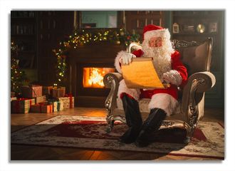 Wallario selbstklebendes Poster - Der Weihnachtsmann pr&uuml;ft die Liste, Aufkleber in Premiumqualit&auml;t, Klebefolie Gr&ouml;&szlig;e: 70 x 100 cm (Riesenposter)