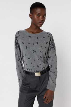 Gerard Darel Pull imprim&eacute; en cachemire - ELIETTE - Gris Chin&eacute;