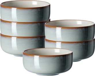 Ritzenhoff & Breker Portofino Müslischalen 6er Set, 14 cm, Runde Schalen mit Farbverläufen, Skandinavisches Design mit Reaktivglasur, Steinzeug, Blaugrau