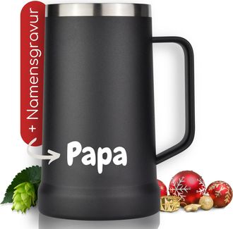 Milu Bierkrug mit Gravur 700ml personalisiert - Geschenkideen zu Weihnachten f&uuml;r M&auml;nner Geschenk Papa, Freund, Bierliebhaber, Biertrinker, M&auml;nnergeschenke 