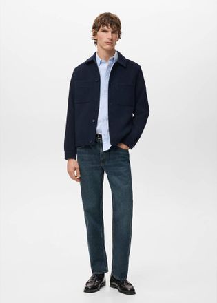 Mango Veste laine m&eacute;lang&eacute;e poches bleu marine - Homme - XXL - MANGO MAN