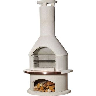 Buschbeck Gartenkamin Rondo Wei&szlig;/ Wei&szlig; bbq Kohlegrill Holzgrill Grill