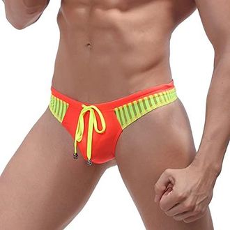 Generic Slip de bain taille basse pour homme - Slip sexy pour homme - Short de surf respirant - Bas de bikini - Taille &eacute;lastique - Cordon de serrage - Short d
