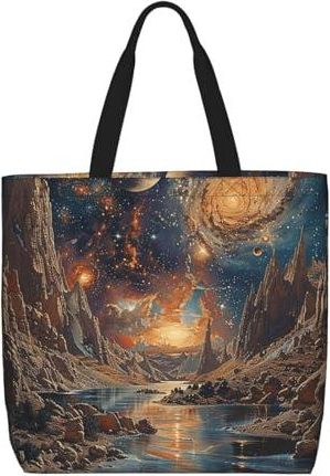 Generic Voie Lact&eacute;e Sac A Main Femmes R&eacute;utilisable Sacs De Courses D&eacute;contract&eacute; Sac Cabas Pour Gym Travail Universit&eacute;