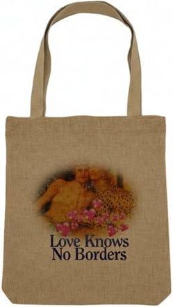 Fabulous Sac Shopping Tote Bag Aspect Lin - Love Knows No Borders Collage Vintage Illustration Art Humour Parodie Meme Blague - Sac de Courses Toile Epaisse 36