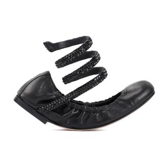 Rene Caovilla Schwarze Ballerinas mit Schlangenriemen - - Shoes - Damen - Schwarzk - 36 EU