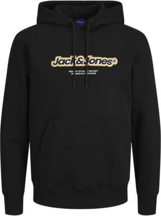 Jack & Jones Jorvesterbro Newton Branding Sweat à Capuche Sweatshirt, Noir/imprimé : JJ, M Homme