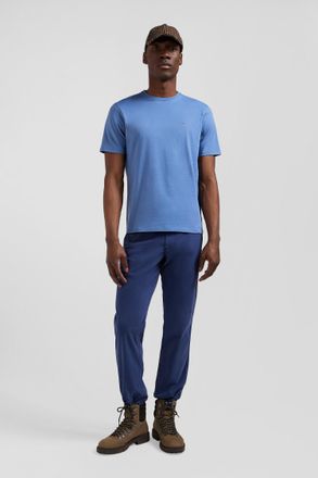 Eden Park T-shirt Manches Courtes En Coton Pima Uni Bleu Coupe Regular