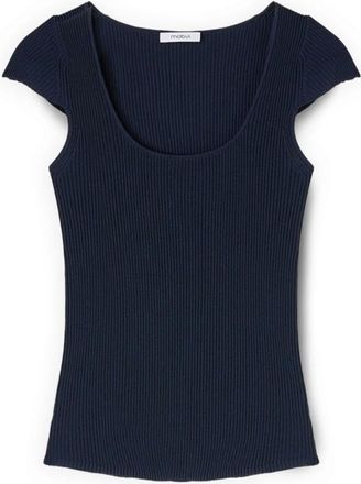 Motivi Femme, Pulls, Bleu, Taille: 42 FR Maille c&ocirc;tel&eacute;e &agrave; col rond