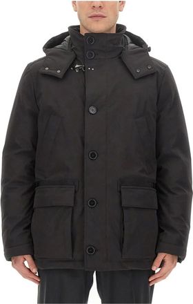 Fay Homme, Vestes, Noir, Taille: XL Veste &agrave; Capuche en Tissu Technique