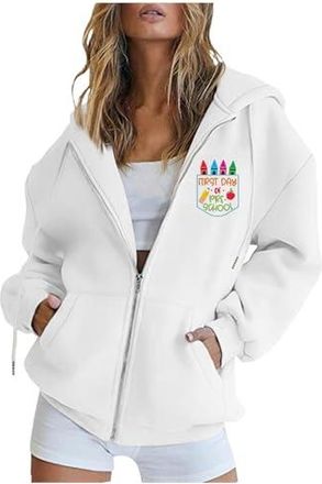 Generic Veste de surv&ecirc;tement &agrave; capuche pour femme - Veste &agrave; capuche surdimensionn&eacute;e - Fermeture &eacute;clair - Veste de sport - Manches longues - Veste de surv&ecirc;teme