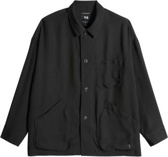 Yohji Yamamoto Femme, Vestes, Noir, Taille: 36 FR Veste de travail en viscose