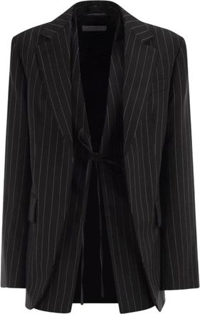 Sportmax Femme, Vestes, Noir, Taille: 34 FR Blazer Gessato Laccio