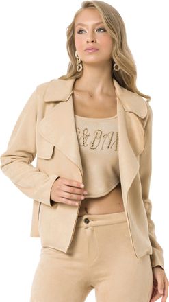 Cipo & Baxx Damen Jacke WJ202 Stein - Elegante &Uuml;bergangsjacke im Casual Stil mit Reverskragen & weichem Stoff - Vielseitig kombinierbar f&uuml;r Alltag & Freizeit - WJ